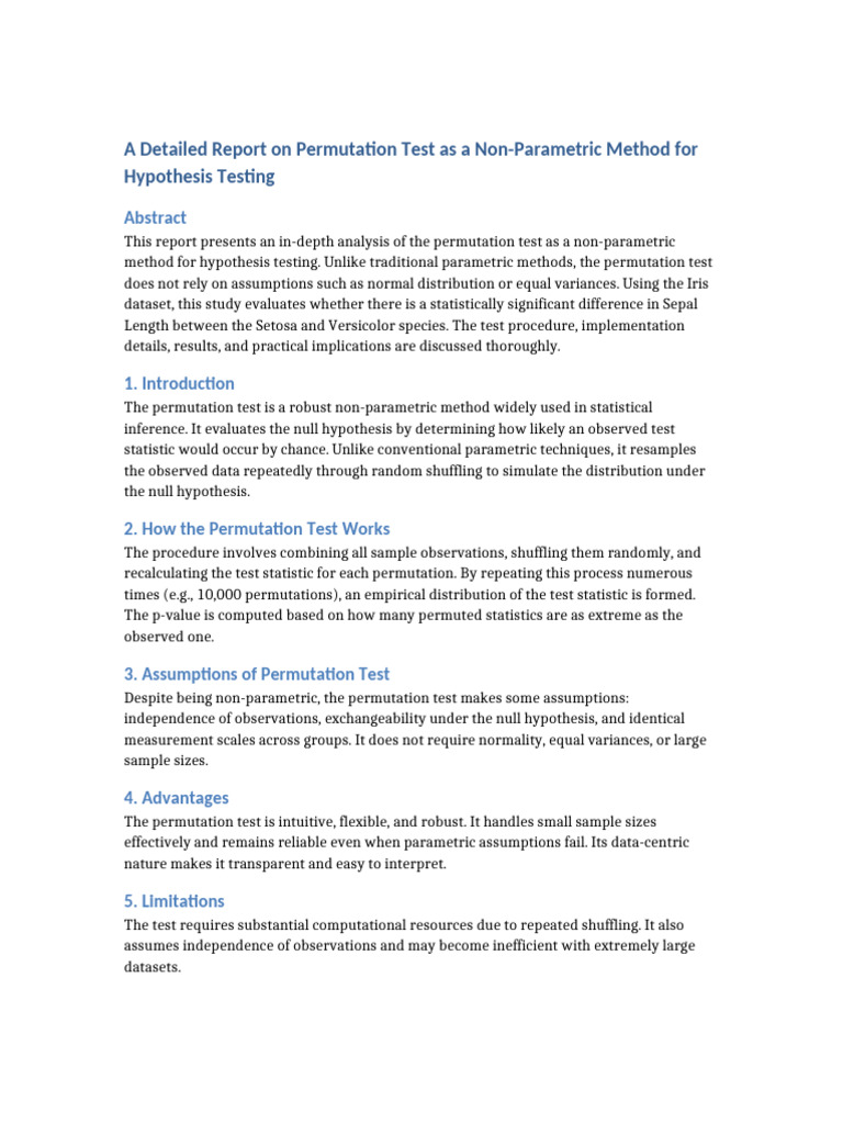 Permutation Test for Hypothesis Testing | PDF | Nonparametric ...