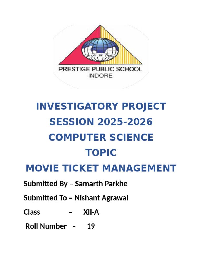 Investigatory Project of CS | PDF | Databases | Python (Programming ...