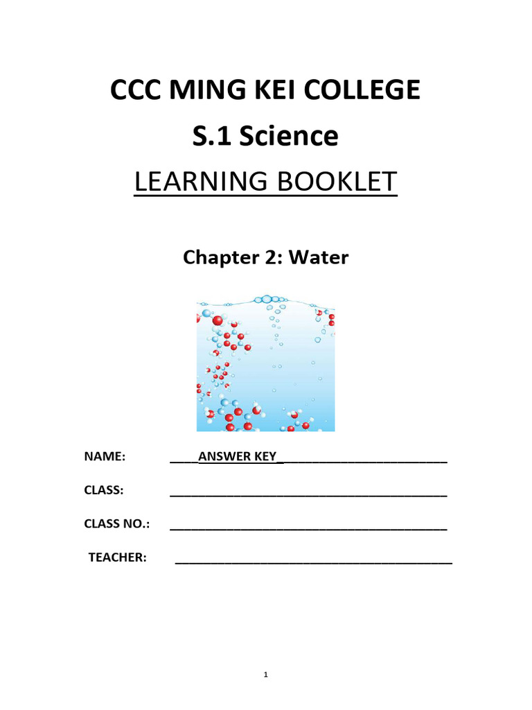 Unit 2 Learning Booklet Answer Key | PDF | Water | Solubility
