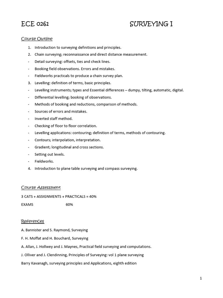 Surveying I Course Outline and Principles | PDF | Surveying | Triangle