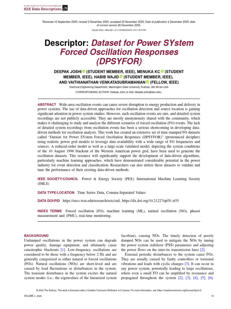 Power System Forced Oscillation Dataset | PDF | Electrical Grid ...