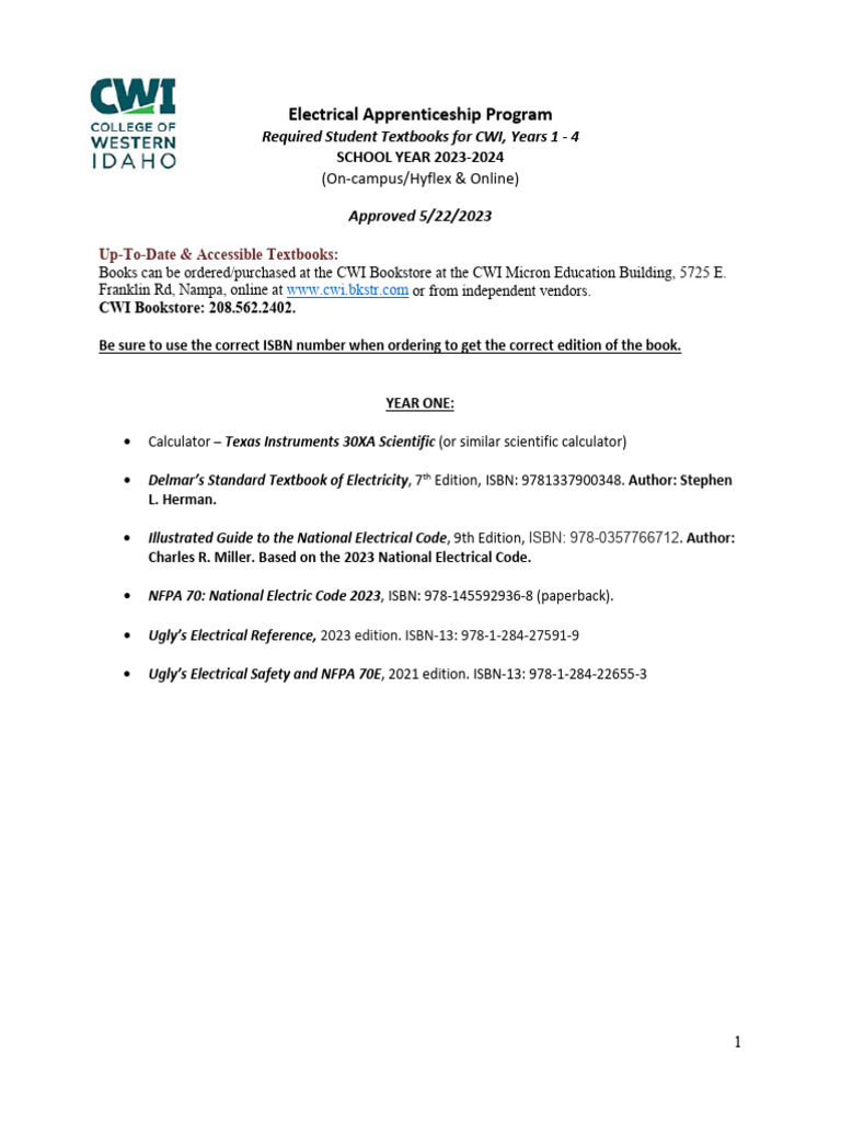 2023 2024 Electrical Apprenticeship Textbooks Years 1 2 3 4 | PDF ...