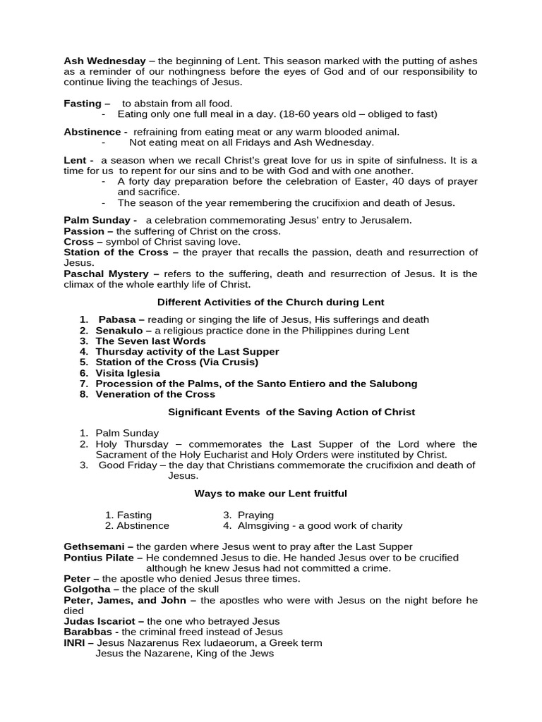 Understanding Lent and Easter Practices | PDF