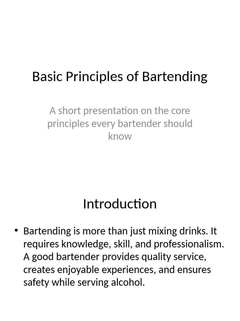 Essential Bartending Principles Guide | PDF