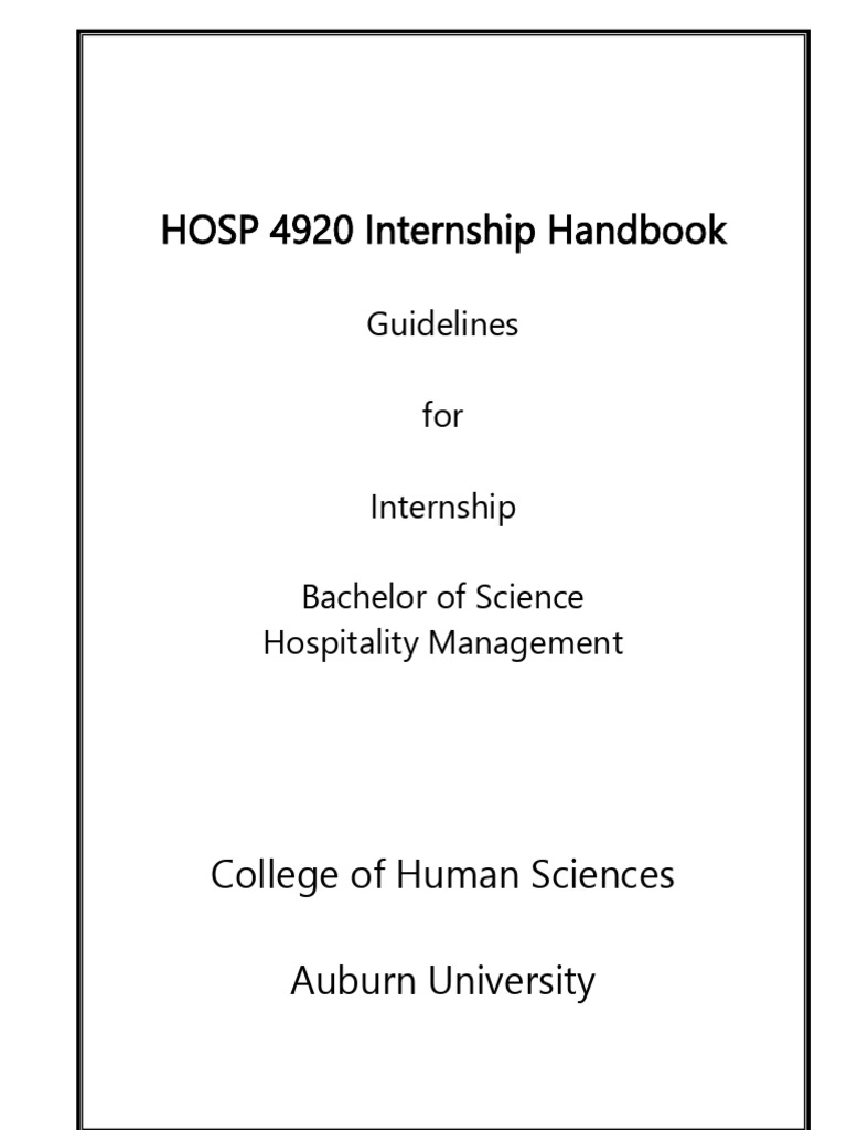 Auburn Hospitality Internship Handbook | PDF | Internship | Job Hunting