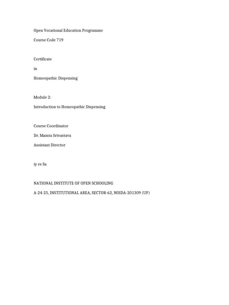 Homeopathic Dispensing Course Overview | PDF | Homeopathy | Pharmacy