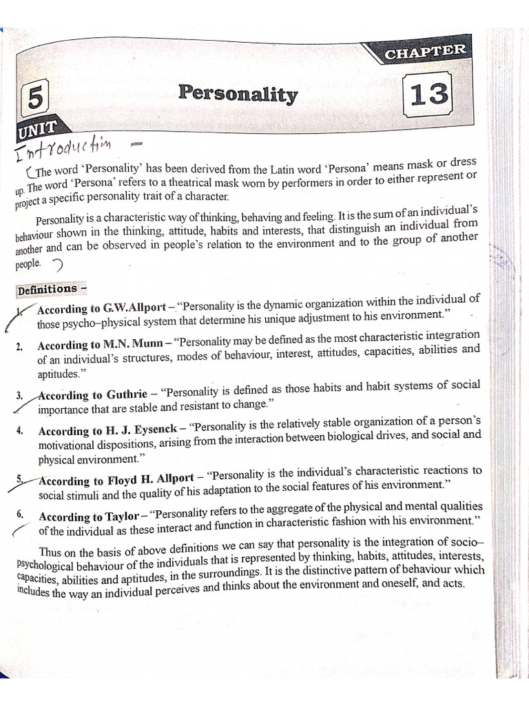Personality 1 | PDF
