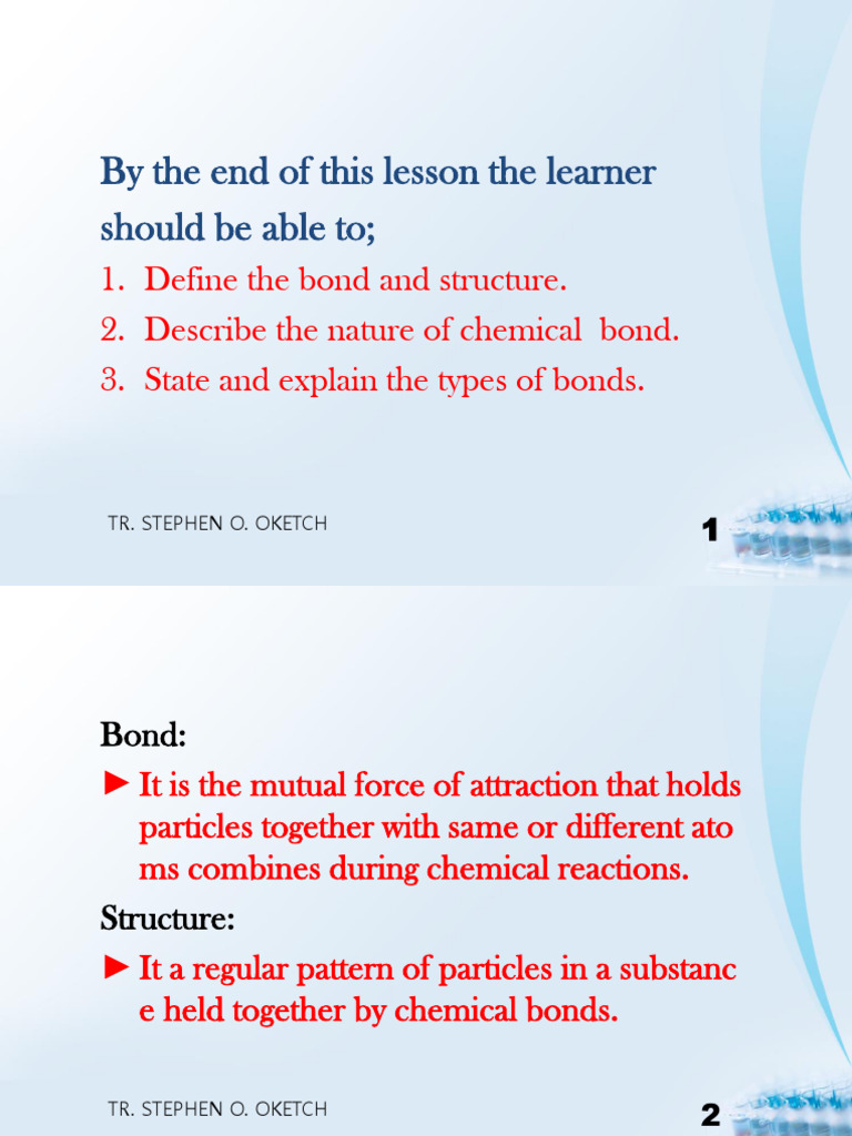 STRUCTURE AND BONDING NOTES (1) - 1 Kare's Work | PDF | Ion | Ionic Bonding