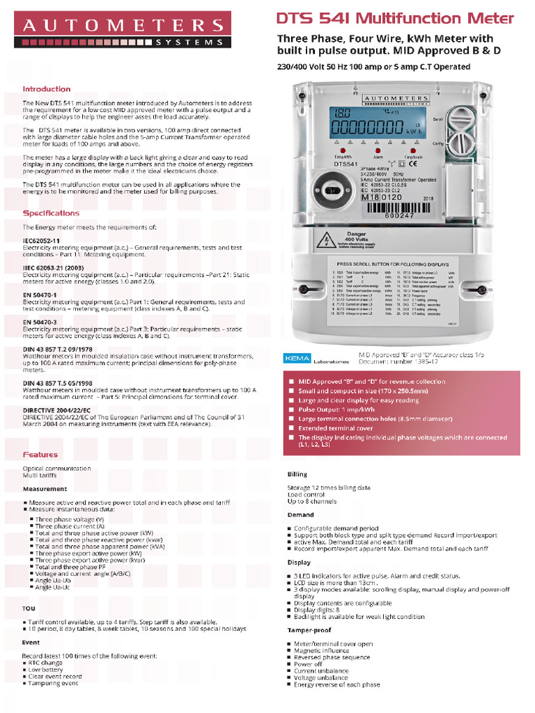 Dts 541 Multifunction Meter | PDF