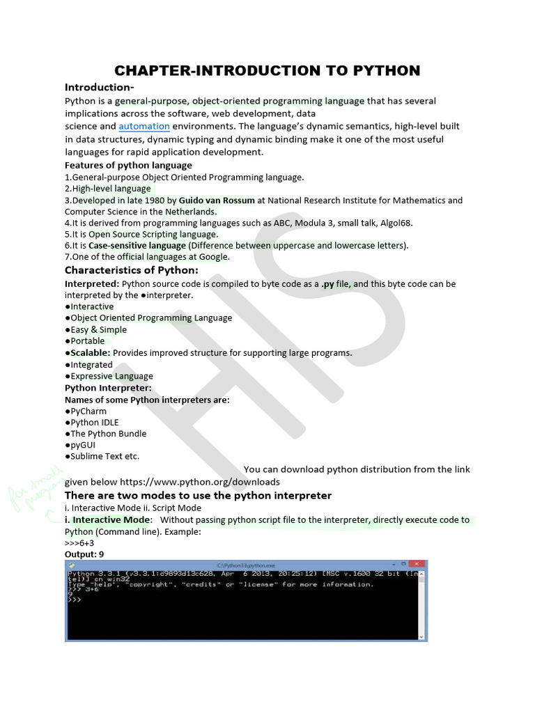 Introduction to Python Programming | PDF | Python (Programming Language ...