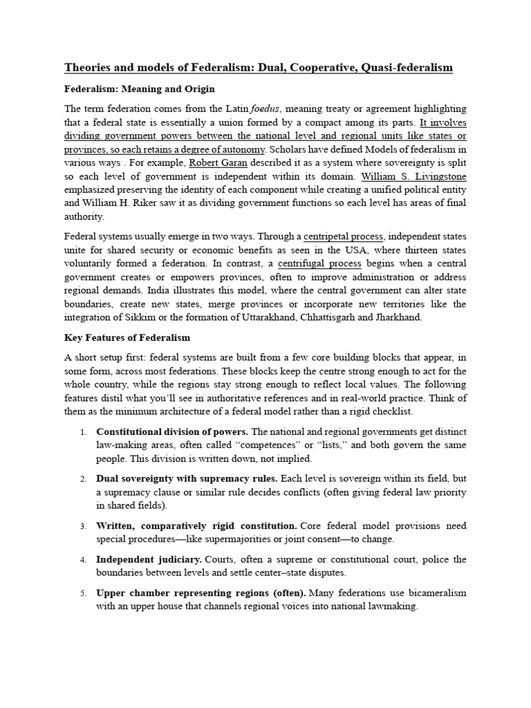 Understanding Federalism Models Explained | PDF | Federalism | Federation