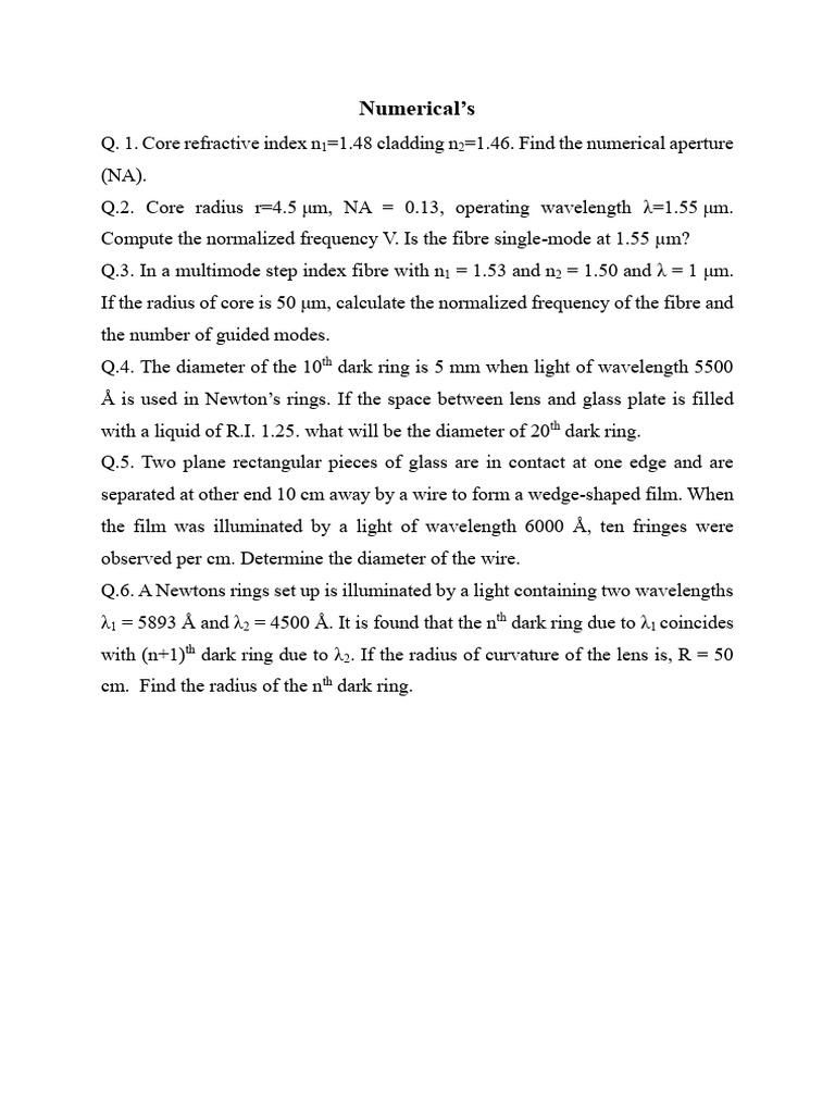 QB Physics Numericals | PDF