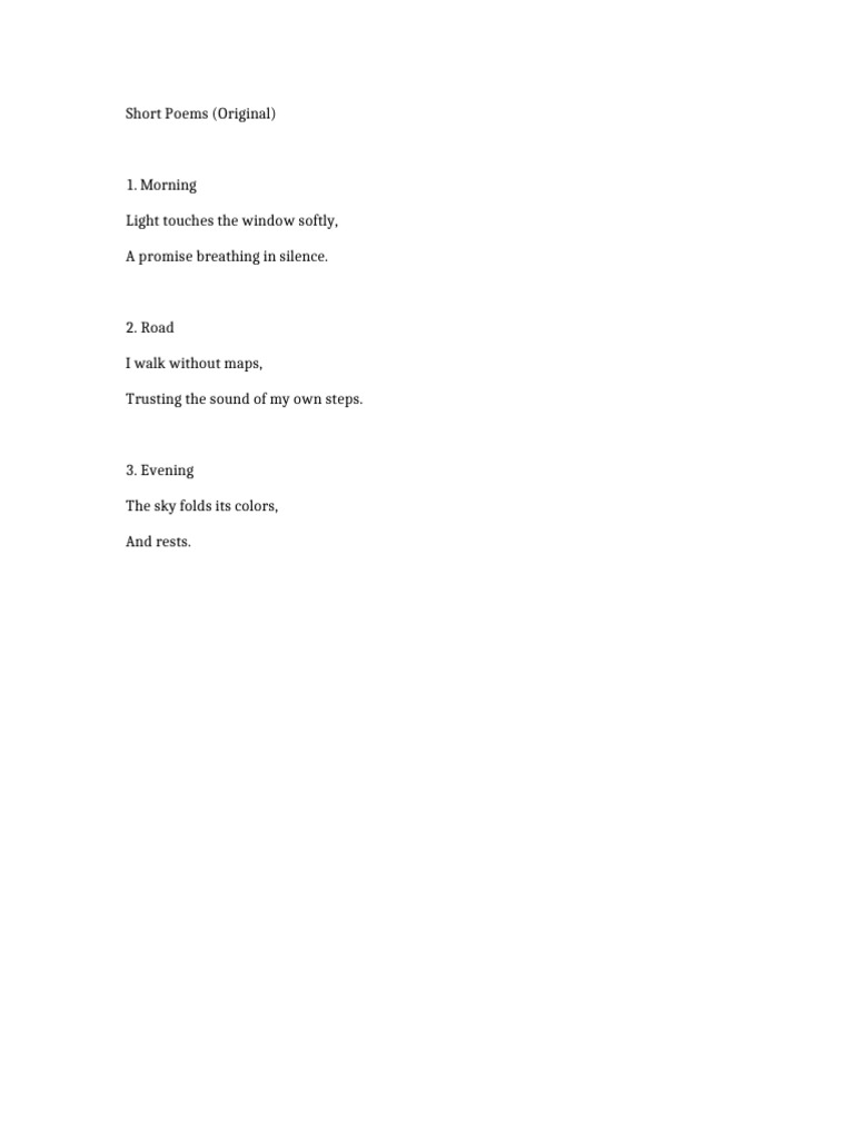 Original Short Poems Collection | PDF
