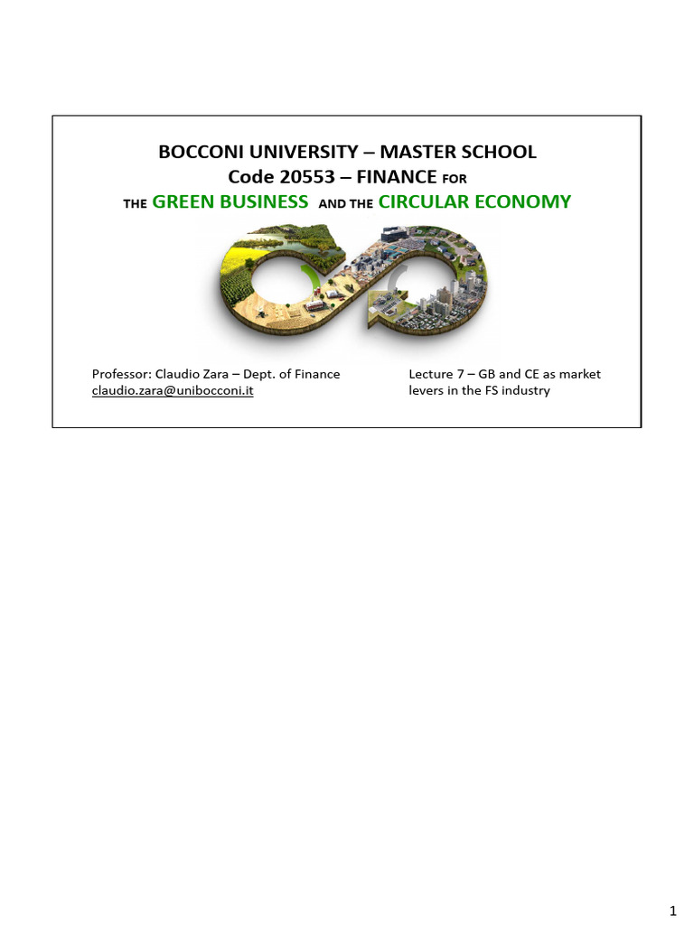 Circular Economy (Lecture 7) | PDF | Sustainability | Sustainable Business