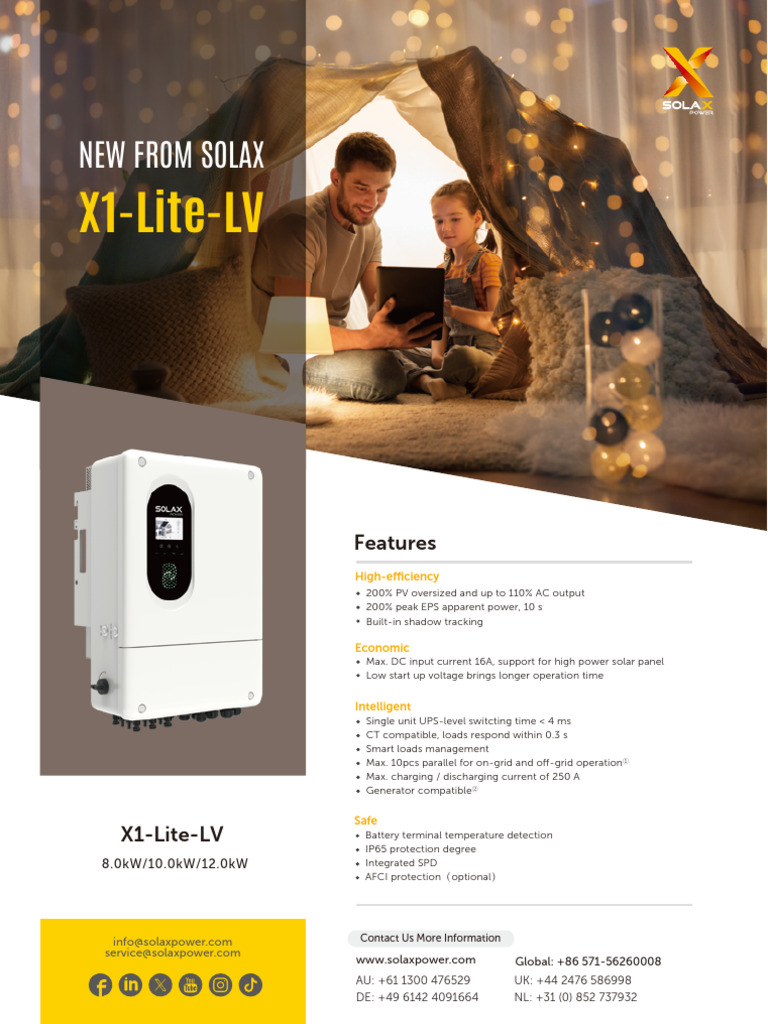 1_SolaX X1 Lite LV Datasheet en V1.0 240409(3) | PDF | Electrical Engineering | Electricity