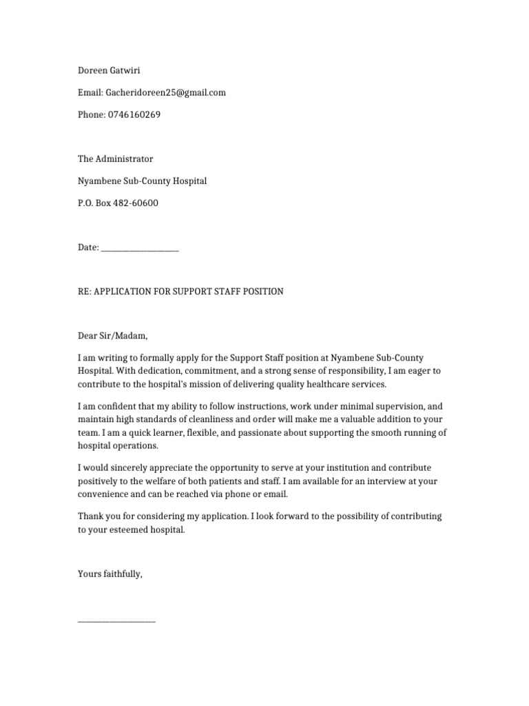 Application Letter Doreen Gatwiri | PDF