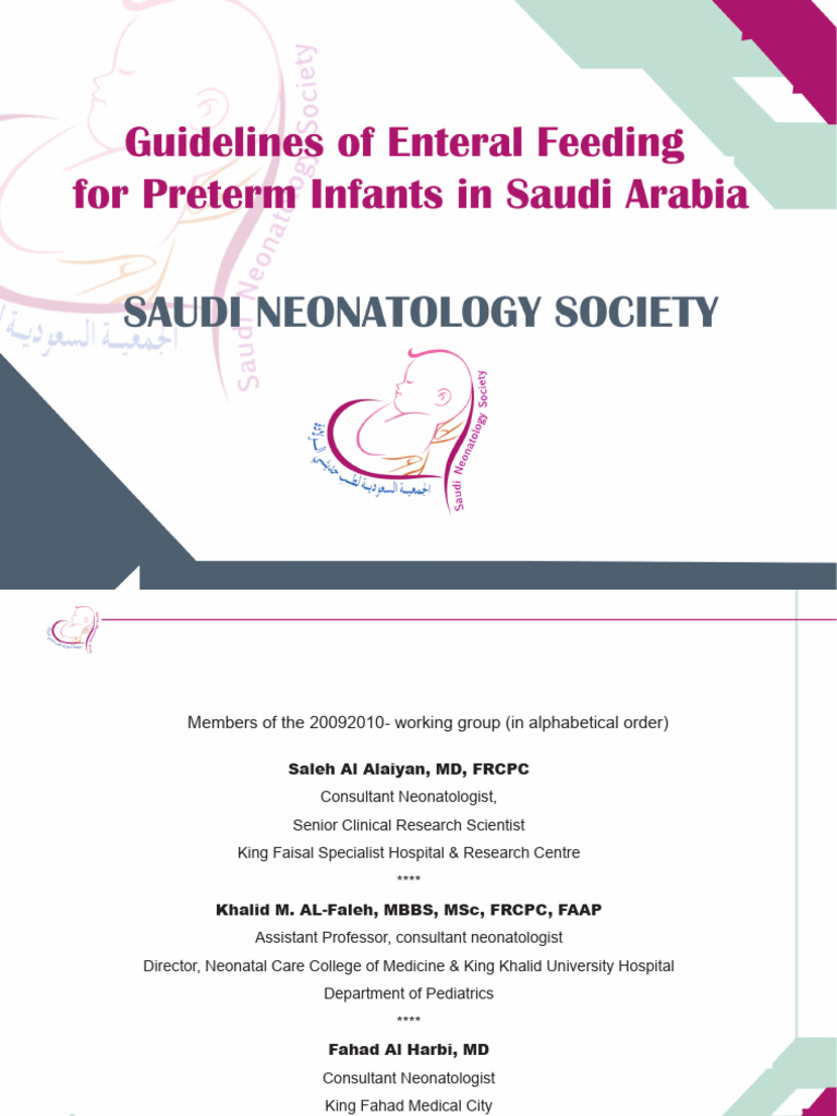 Saudi Guidelines for VLBW Infant Feeding | PDF | Preterm Birth ...