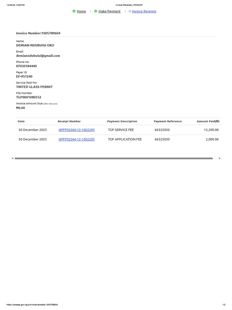 Invoice Receipts _ POSSAP | PDF