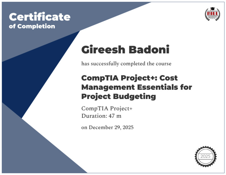 CompTIA Project+ - Cost Management Essentials For Project Budgeting | PDF