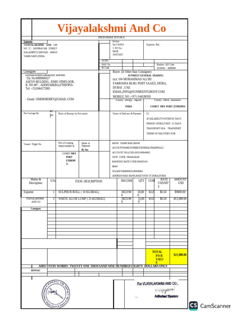 Proforma Invoice for Export from India | PDF