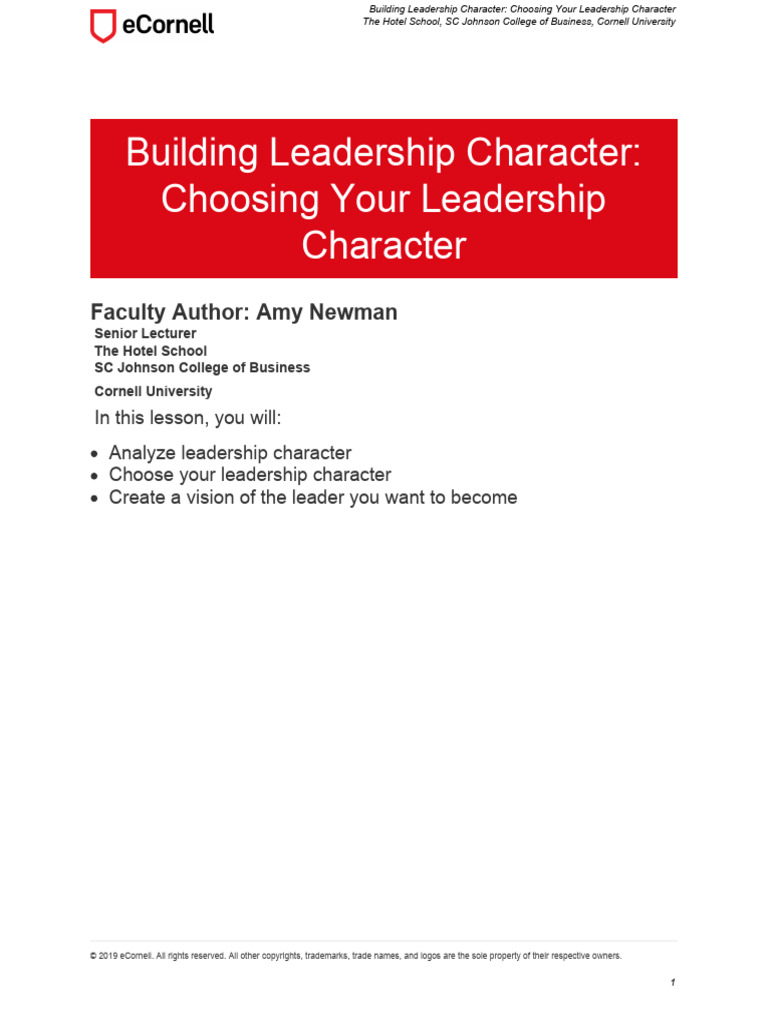 Developing Leadership Character Skills | PDF | Leadership | Business