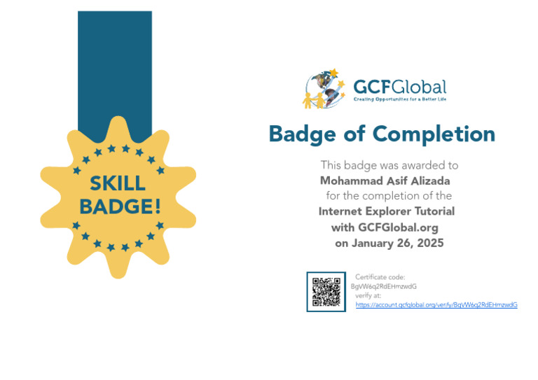 Internet Explorer Tutorial Completion Badge | PDF