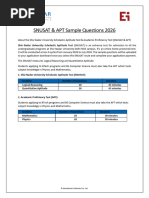 SNUSAT 2025 Sample Practice Questions | PDF