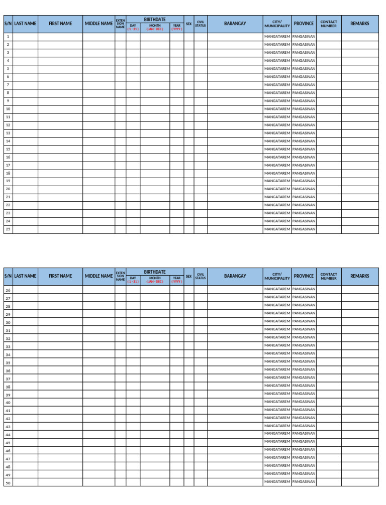 Payout List Template | PDF