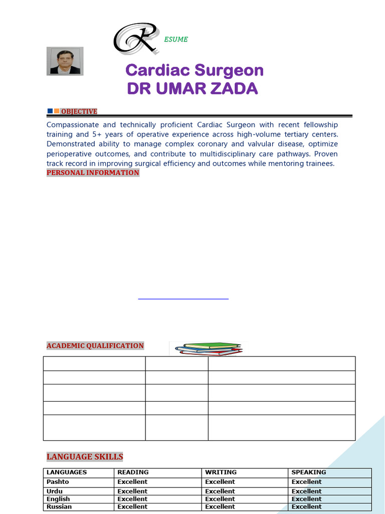 Cardiac Surgeon Dr. Umar Zada Profile | PDF | Cardiac Surgery ...