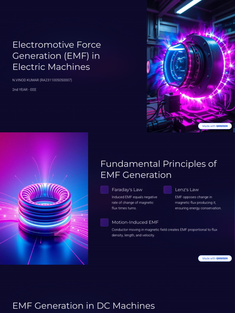 EMF Generation in Electric Machines | PDF