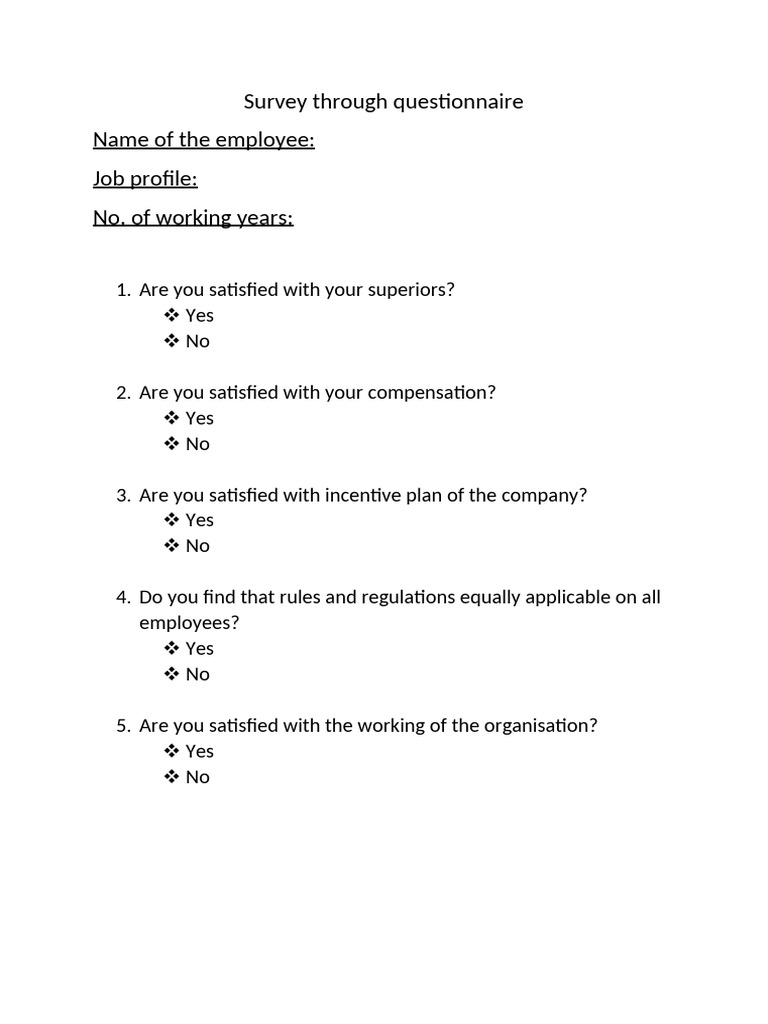 Survey Through Questionnaire | PDF