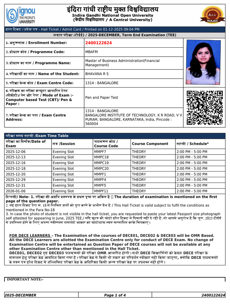 Admit Card 2400122624 | PDF