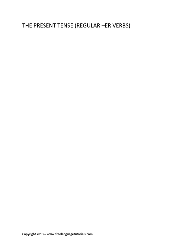 21. the Present Tense (Regular –Er Verbs) (Article) Author Language ...