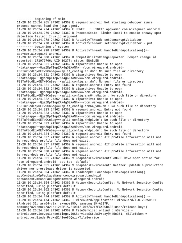 Wireguard Log | PDF | Android (Operating System) | System Software