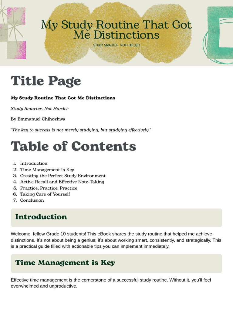 My Study Routine That Got Me Distinctions | PDF | Mindfulness ...