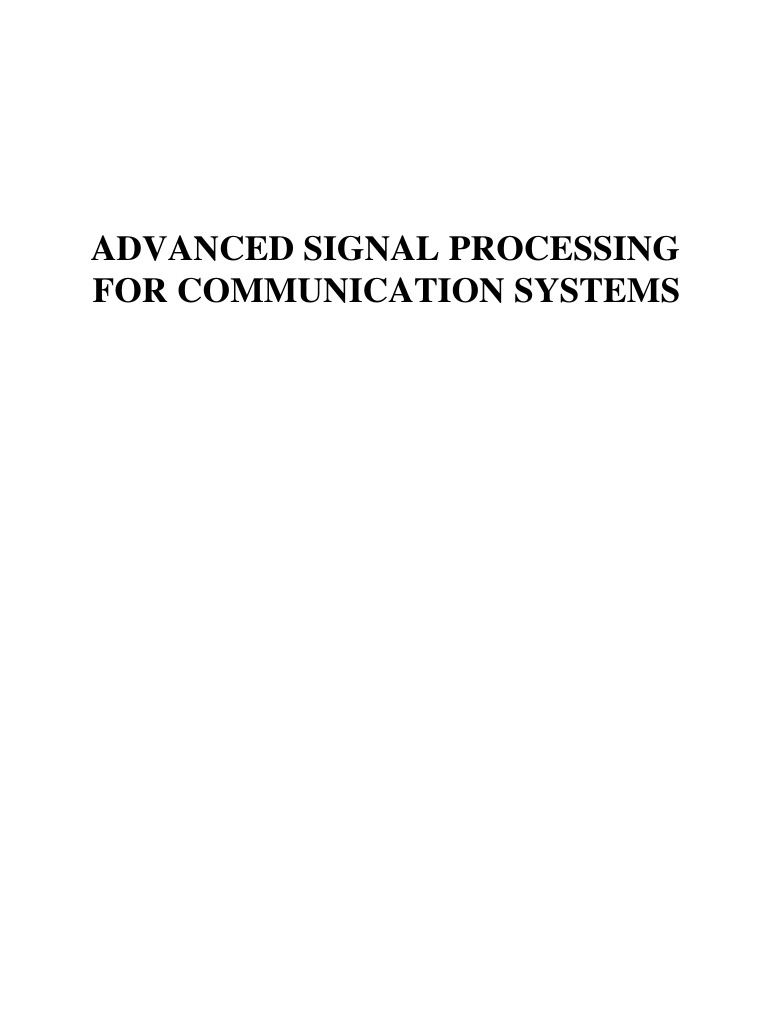 Advanced Signal Processing For Communication Systems | PDF | Orthogonal ...