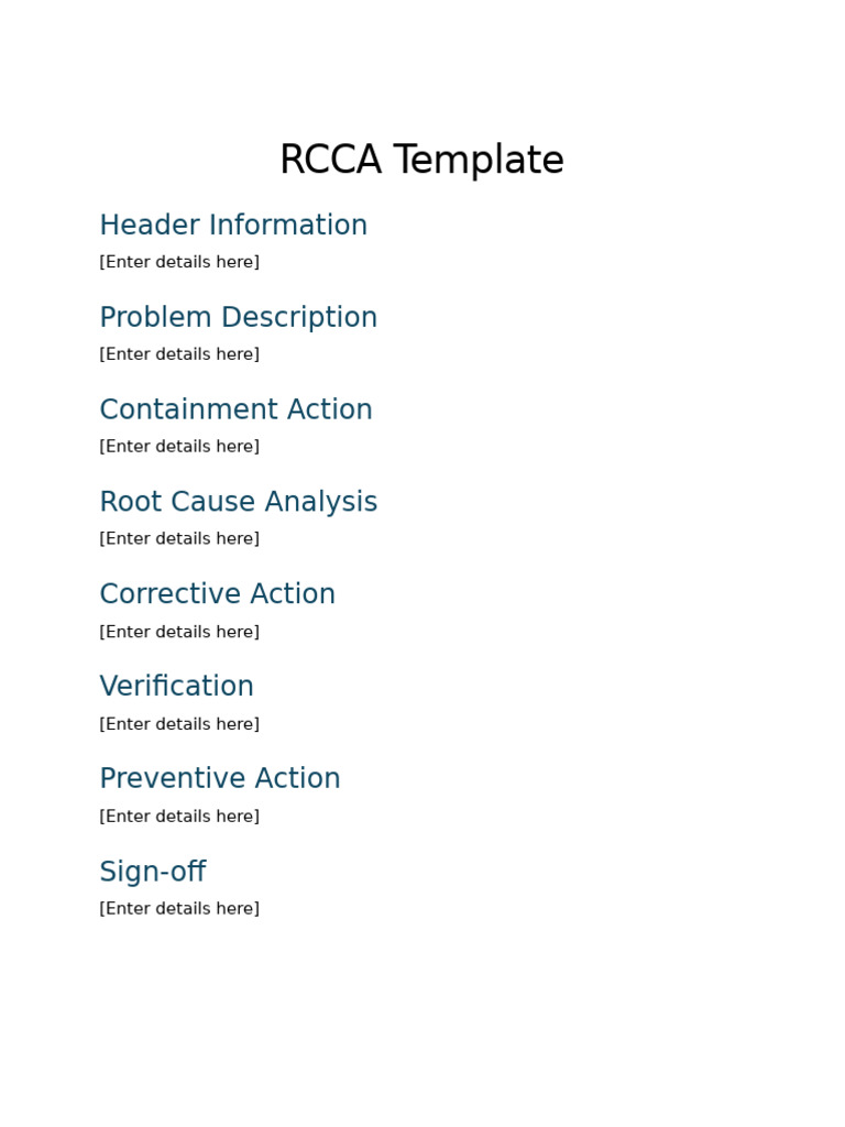 RCCA Template | PDF | Quality | Systems Thinking