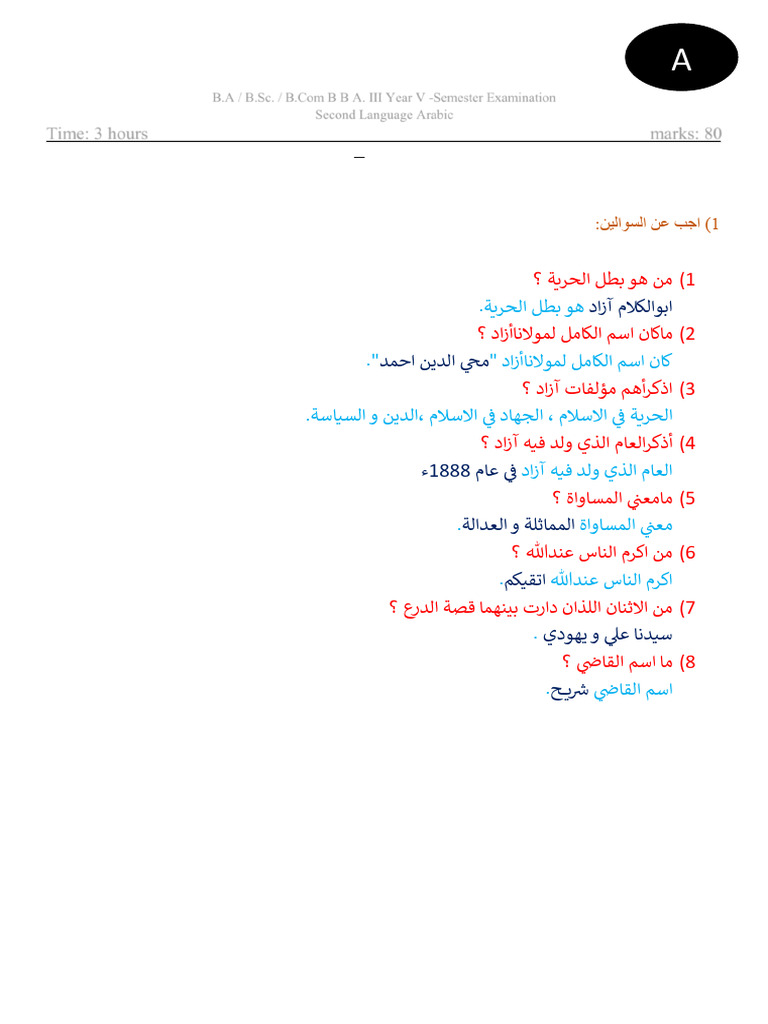 GUESS MODEL PAPER -5 SAM.A | PDF | Abrahamic Religions