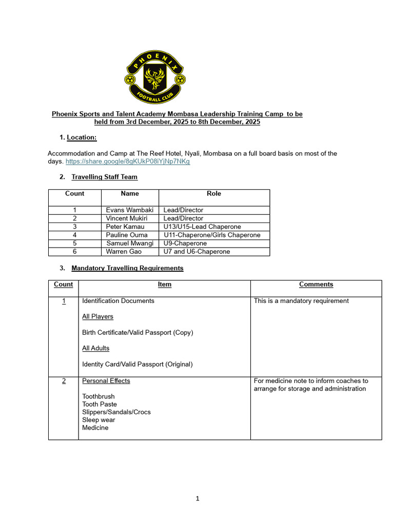Mombasa Leadership Training Camp 2025 | PDF