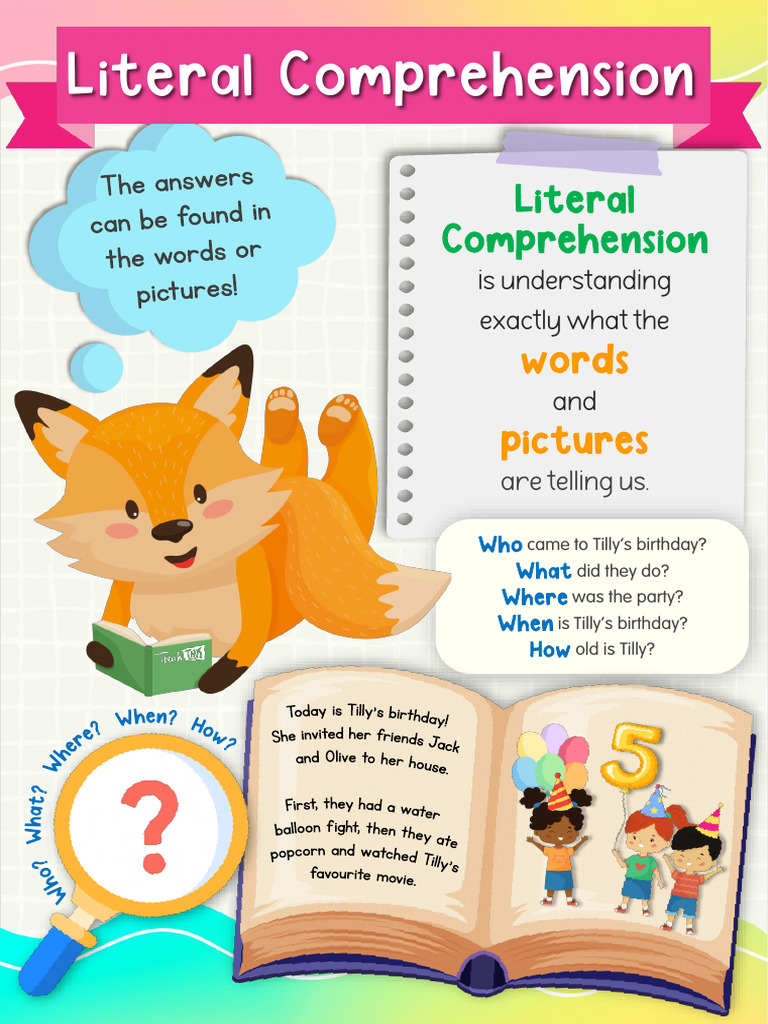 Literal and Inferential Comprehension Poster | PDF