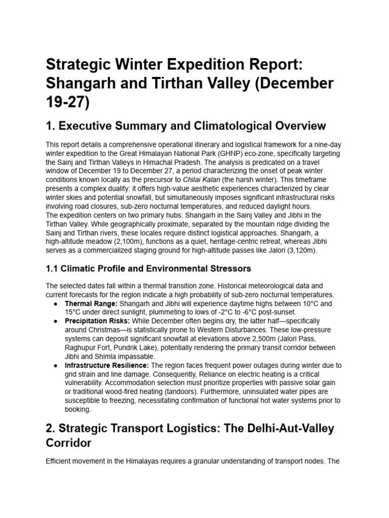 Winter Expedition Guide: Shangarh & Tirthan | PDF | Wool | Ice