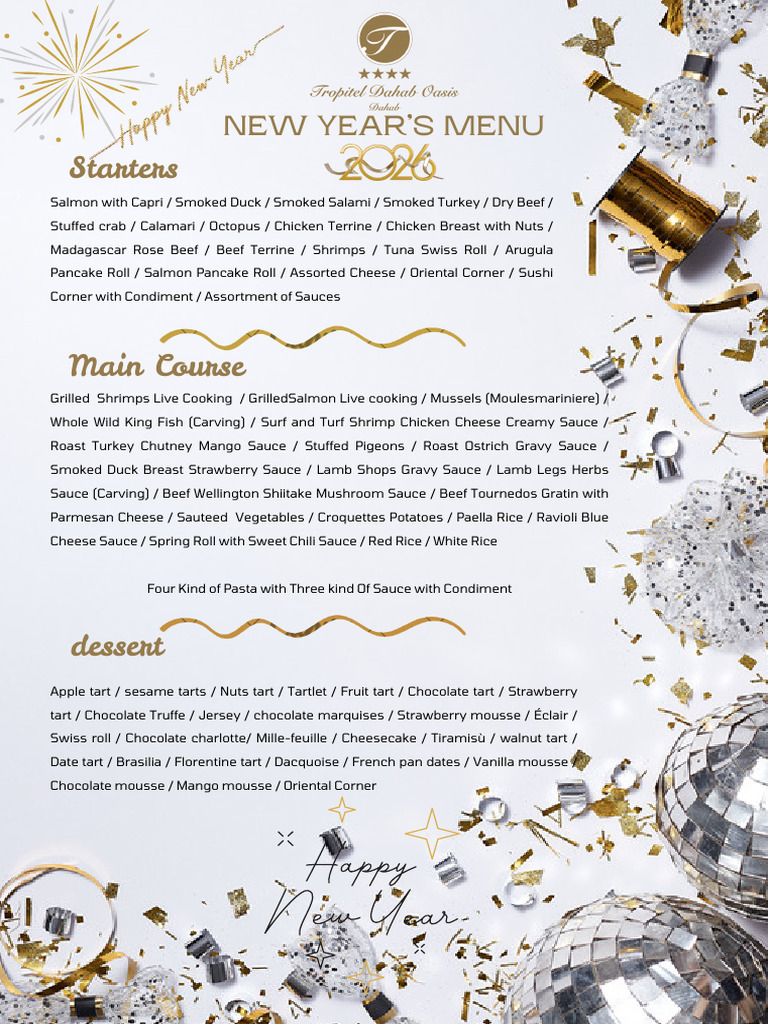 New Year's Eve Gala Dinner Menu 2026 | PDF