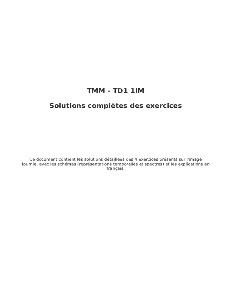 Solutions détaillées des exercices TMM TD1 | PDF | Échantillonnage ...