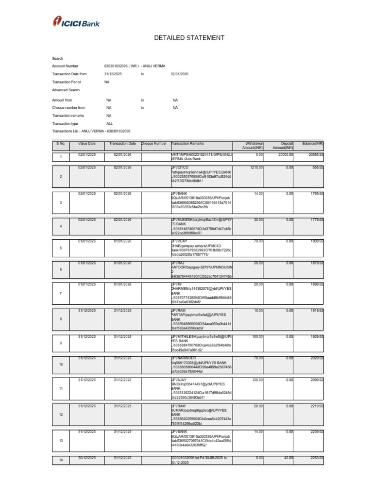 Detailed Statement | PDF | Payments | Banks