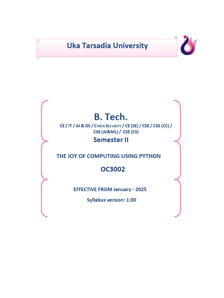 OC3002 - The Joy of Computing Using Python | PDF | Engineering ...