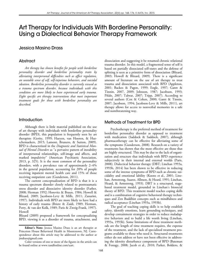 Art Therapy for Borderline Personality Disorder | PDF | Dialectical ...