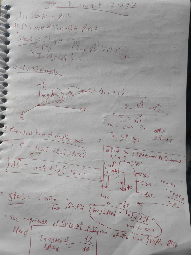 Kinematics 1d and 2d Short Notes | PDF