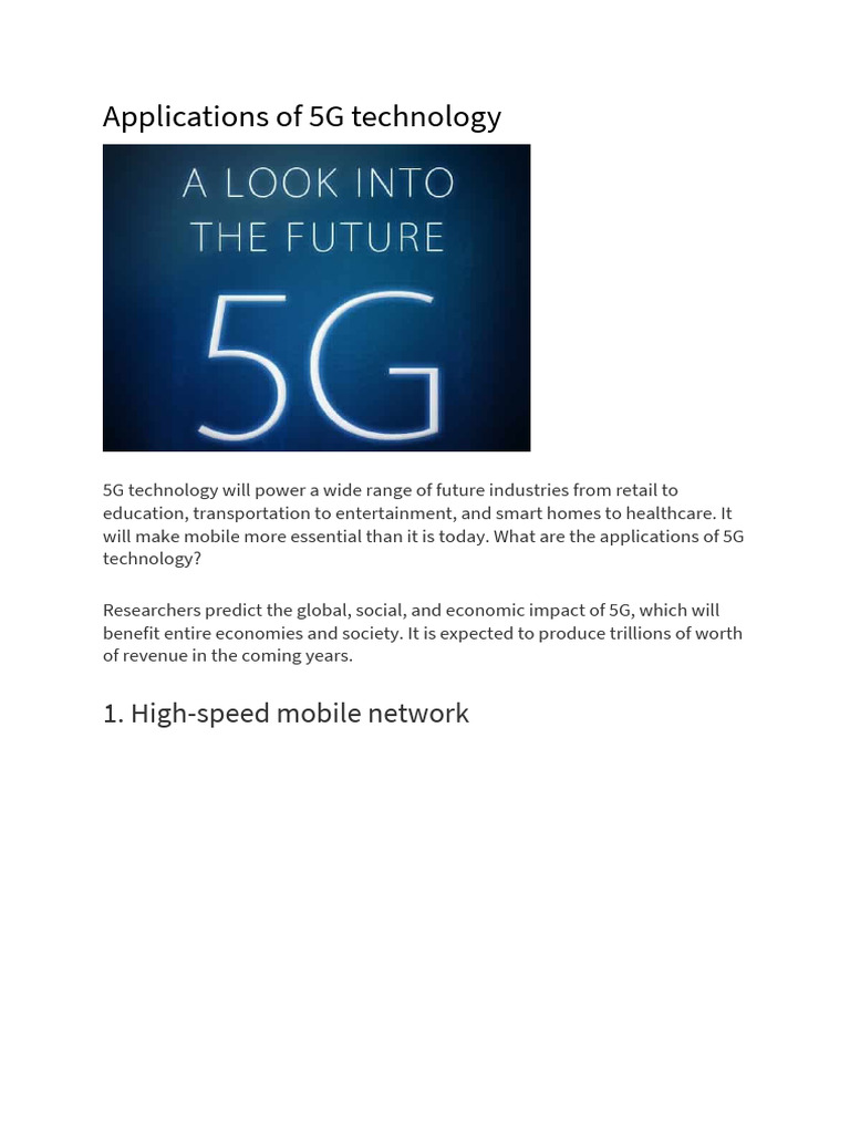 Key Applications of 5G Technology | PDF | Internet Of Things | Computer ...