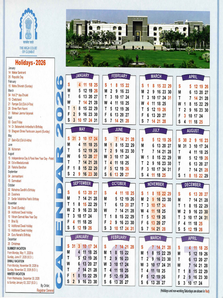 High Court Calendar 2026 | PDF