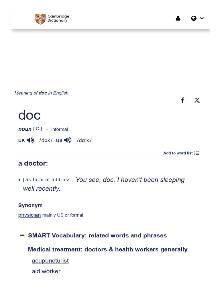 Definition of "Doc" in English | PDF | Physician | Health Care